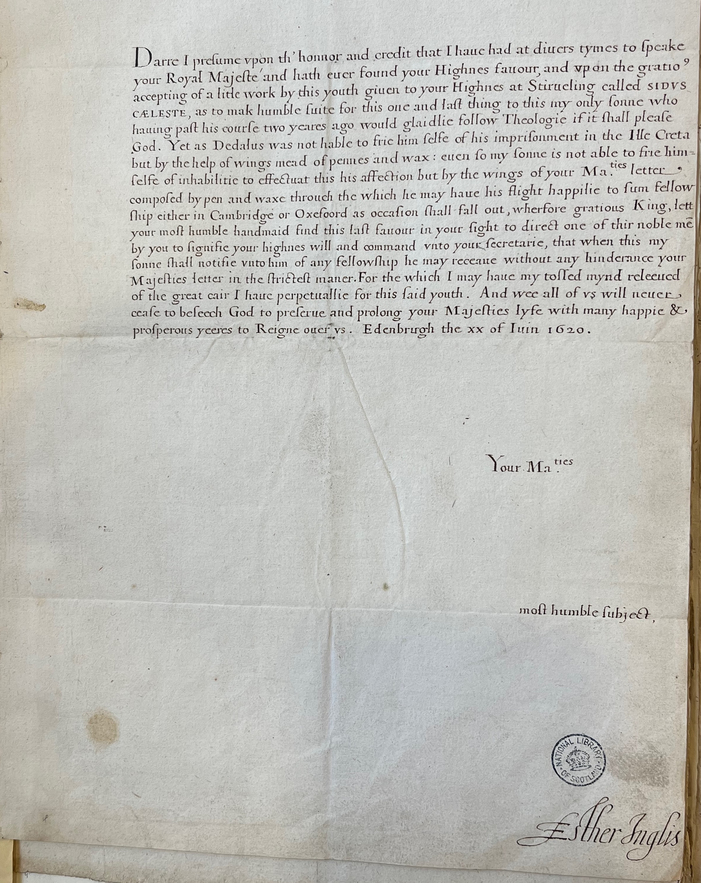 A Letter to the King – Esther Inglis (c1570-1624): Calligrapher, Artist ...