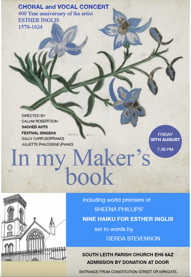 ‘In my Maker’s book’: Concert in Memory of Esther Inglis – 30 August ...